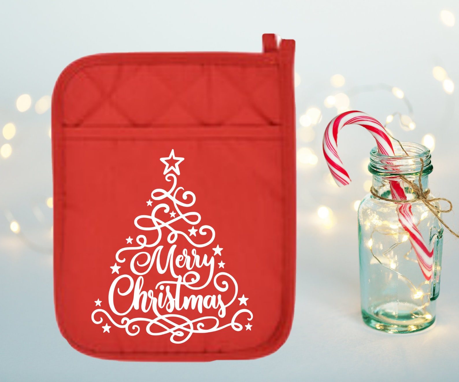 Merry Christmas Saying Pocket Pot Holder Holiday Hostess Etsy