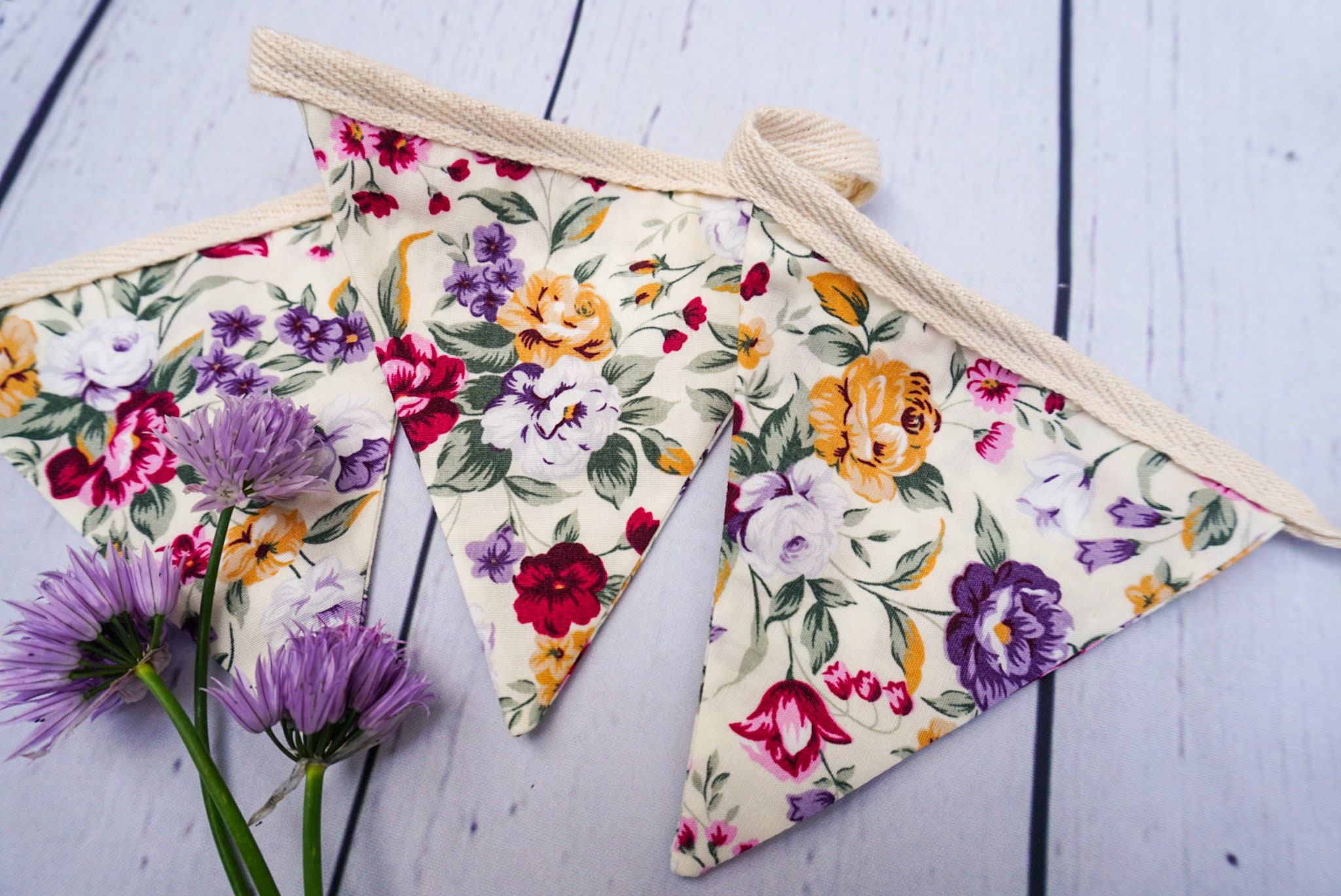 Floral bunting nursery/ girlsbedroom decor bunting 100% | Etsy