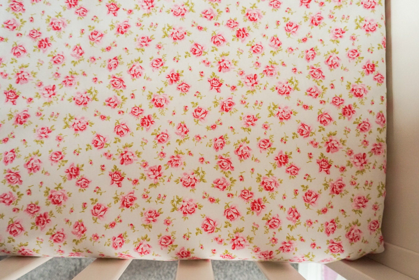 White and Pink Rose Floral Fitted Cot Sheet nursery/ Girls - Etsy UK