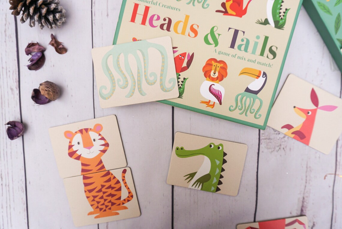 Match Heads and Tails Game / Animal Game / Number Game | Etsy