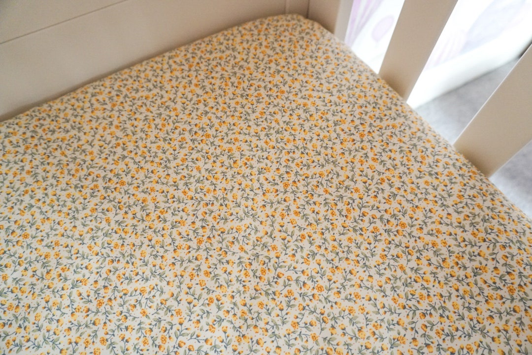 Lemon Yellow Ditsy Floral Fitted Cot Sheet nursery/ Girls - Etsy