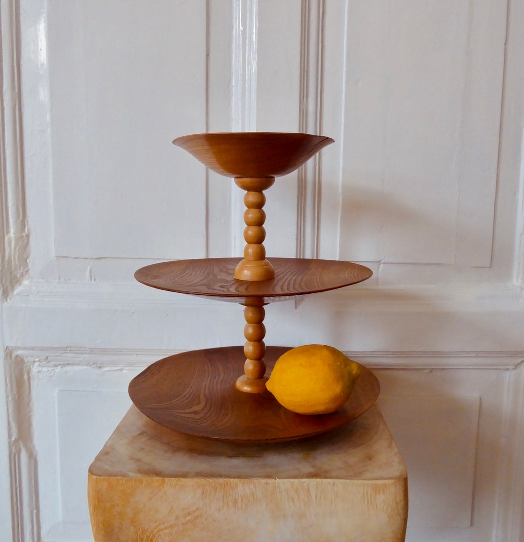 Large 3-tier Wooden Cake Stand Hand-turned 50s 60s Vintage - Etsy
