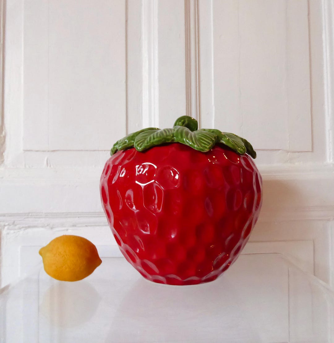Giant Italian Ceramic Strawberry Lidded Jar/punch Bowl, Italy 70s ...