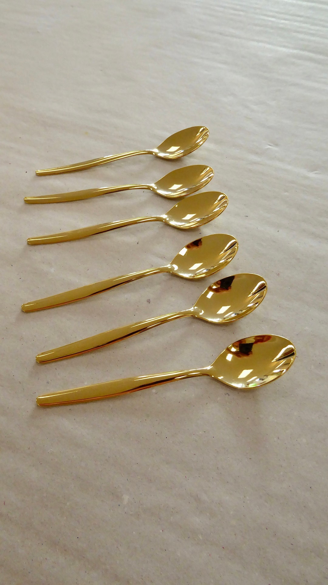 6 Michelin Mocha Coffee Espresso Spoons 24 Carat Gold Plated True ...