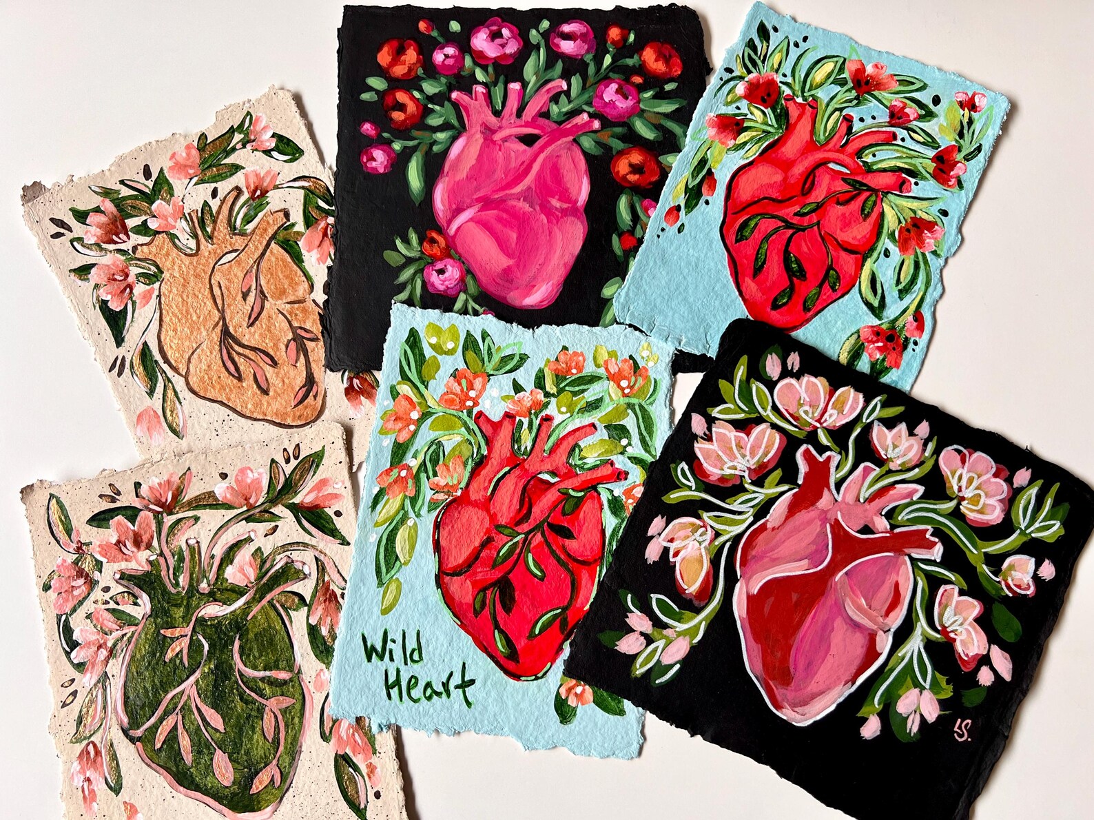 Original Art, Heart Painting, Anatomical Heart Illustration, Handmade ...