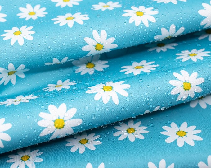 Lightweight Rip-stop Waterproof Coated Polyester Fabric L Daisy Pattern ...