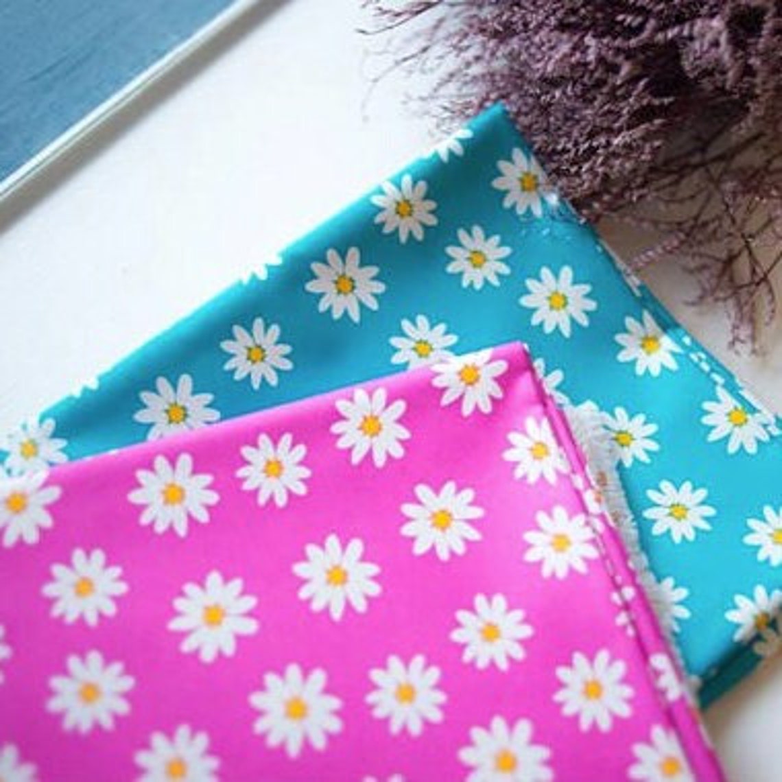 Lightweight Rip-stop Waterproof Coated Polyester Fabric L Pink Daisy L ...