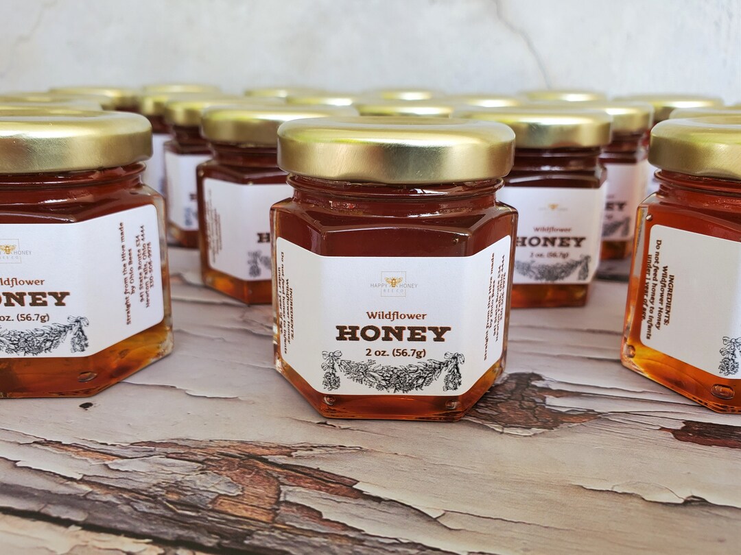 24 2 Oz Mini Honey Favors for Wedding or Bridal Shower Favors Honey Bee ...