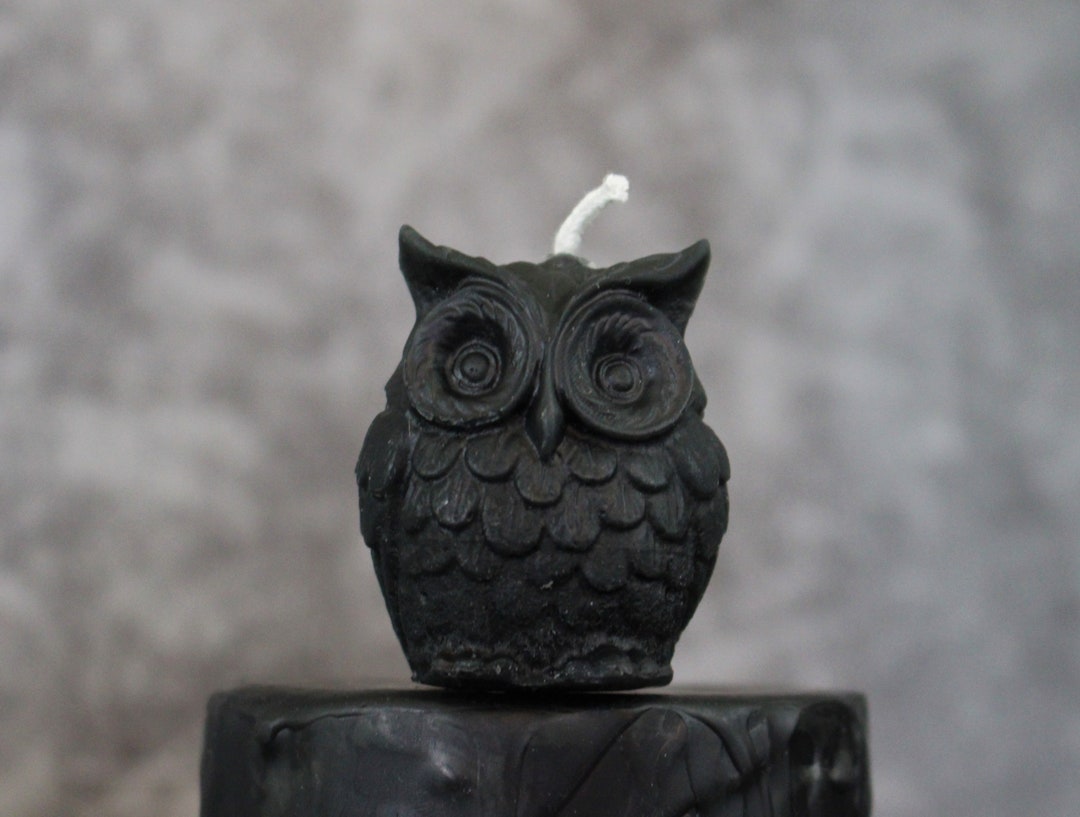 Black Owl Beeswax Candle, Handmade Pure Beeswax Owl Shaped Candles, Owl ...