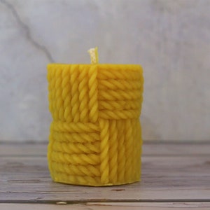 Beeswax Pillar Candle, Rope Pure 100% Beeswax Handcrafted Natural ...