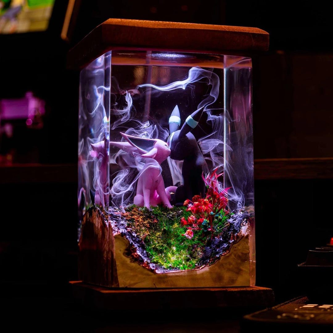 Umbreon & Espeon Love Kiss Lamp – Anime Resin Night Light – Gift for ...