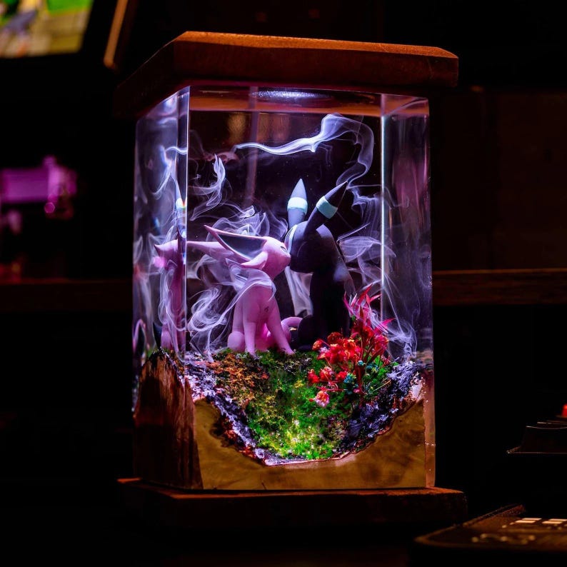 Umbreon & Espeon Love Kiss Lamp – Anime Resin Night Light – Gift for ...