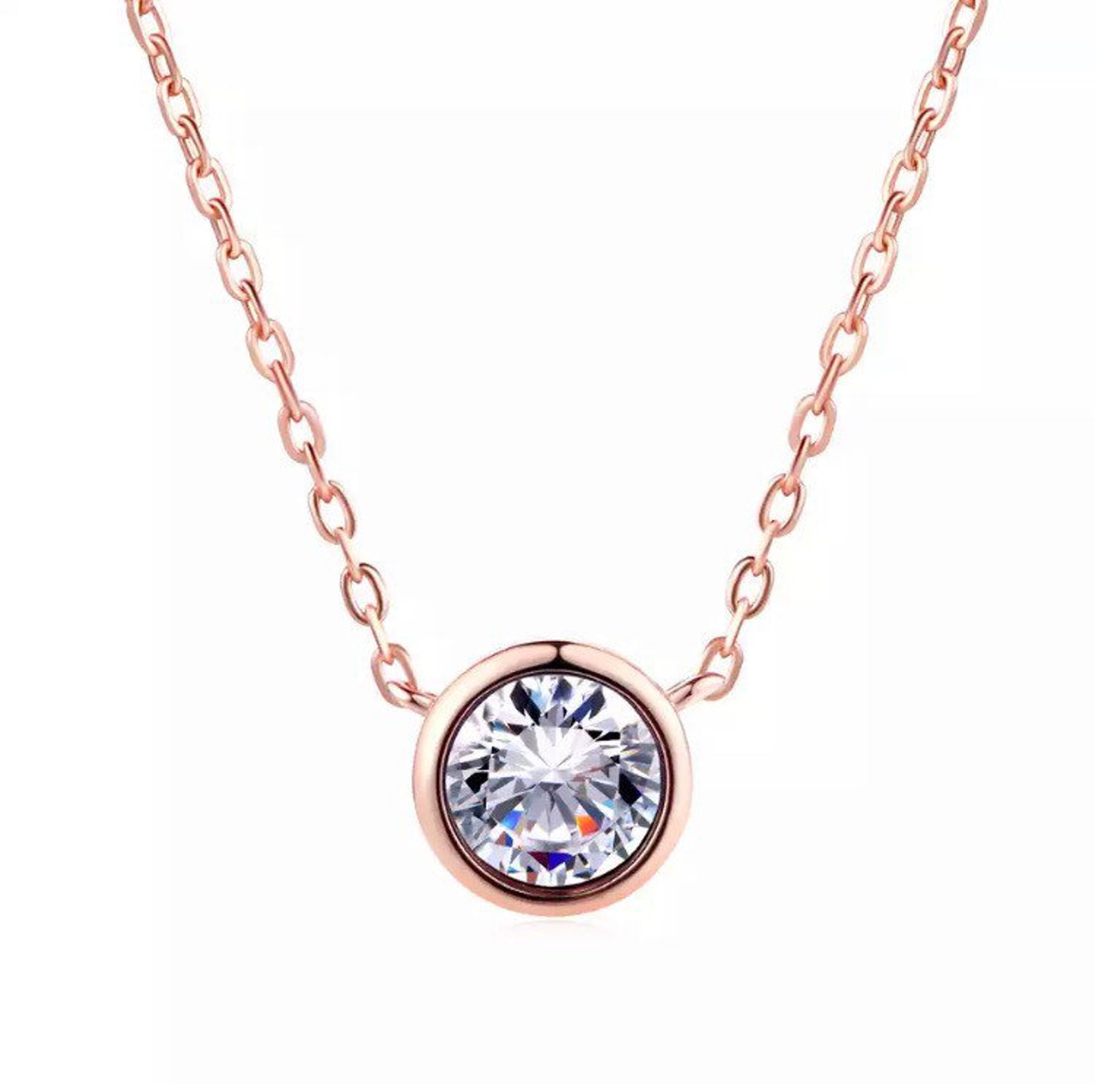 Tiny Diamond Necklace Dainty Dangle Necklace Gold Circle - Etsy