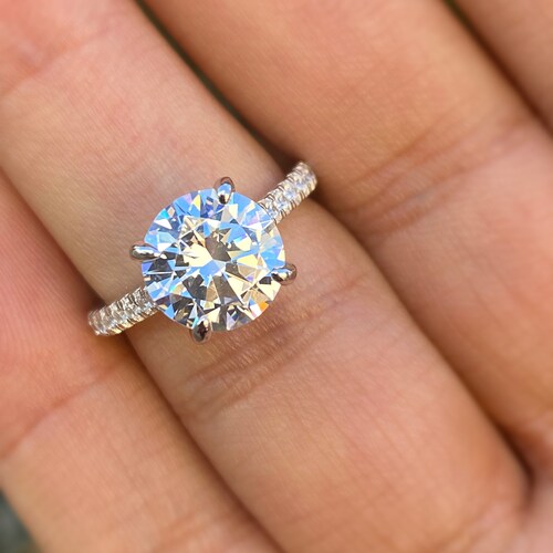 4ct Round Solitaire Engagement Ring Silver Classic Round Cut - Etsy Israel