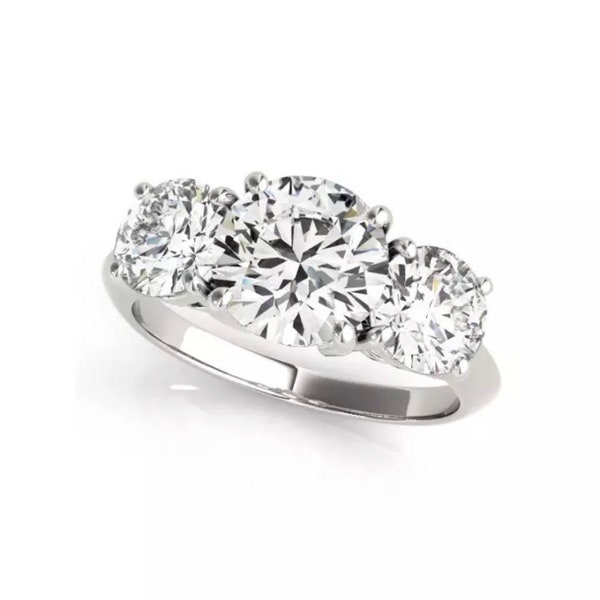 Three Stone Lab Diamond Ring - Etsy