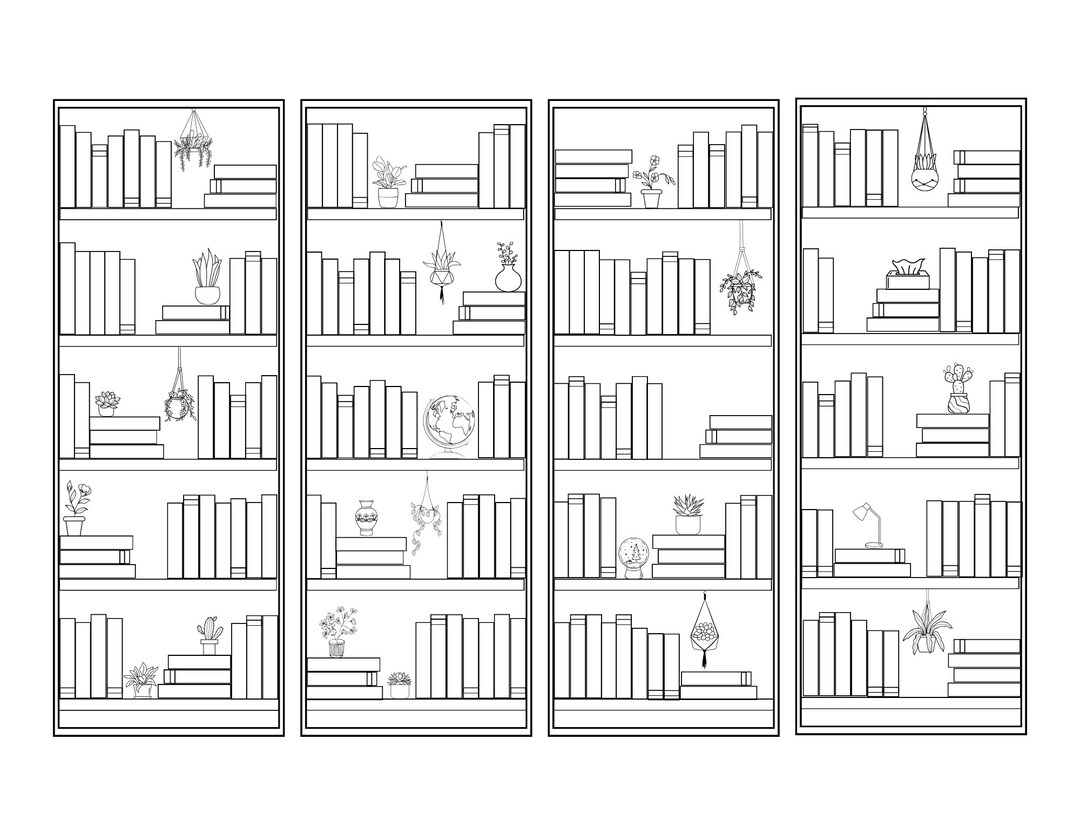 Bookshelf Bookmark-set of Four digital Download - Etsy