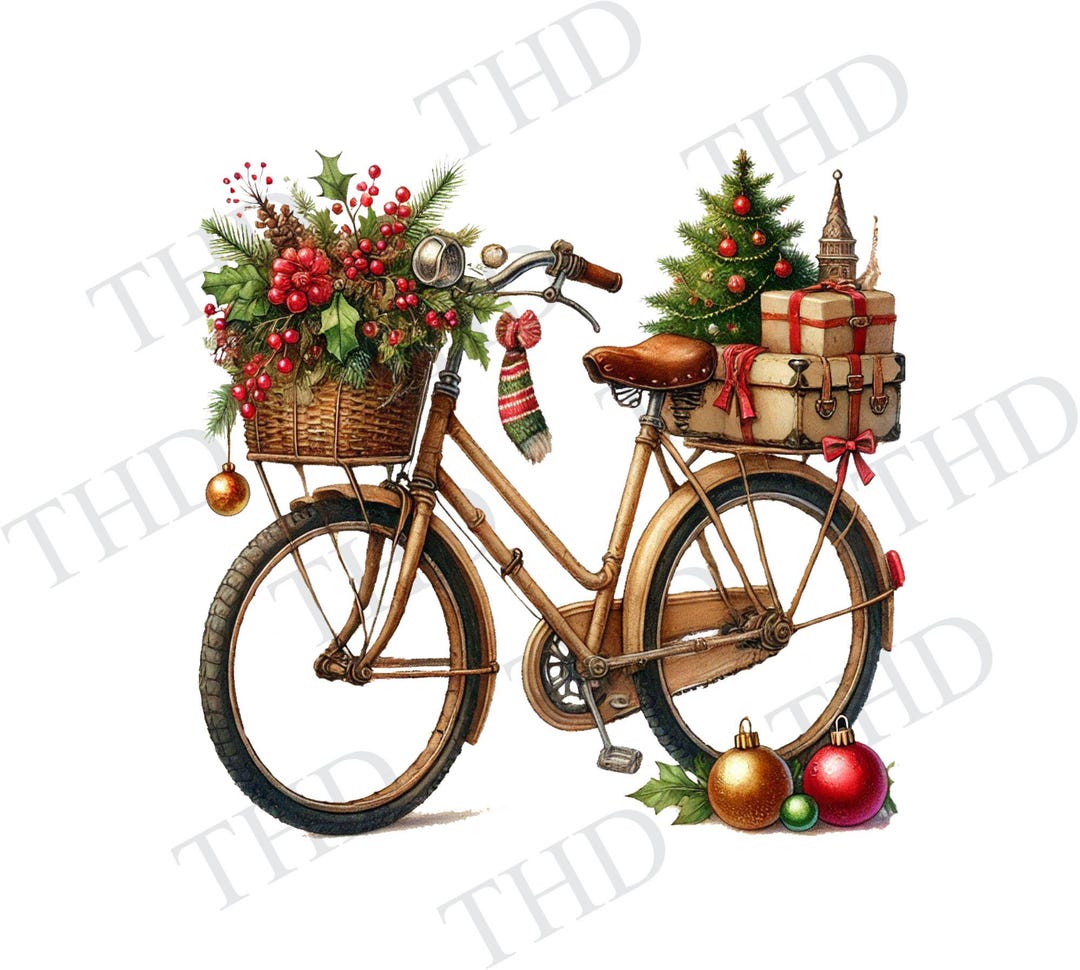 Christmas Bike Downloadable Image, PNG, Clipart for Sublimation/heat ...