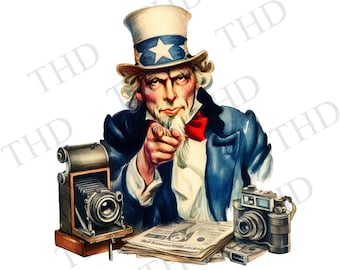 Patriotic Uncle Sam Clipart Sublimation PNG Design American Flag ...