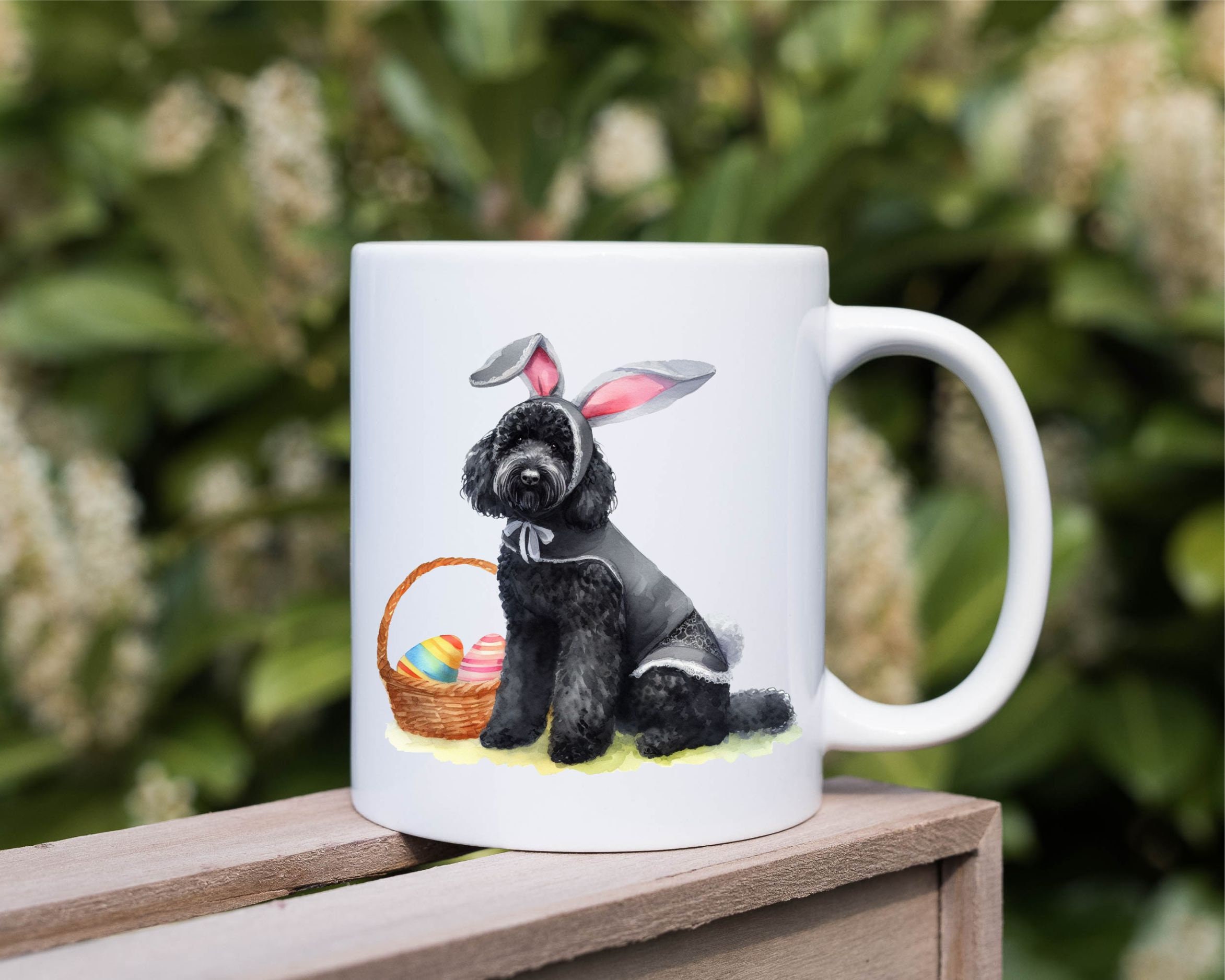 Black Labradoodle Dog Easter Bunny Png/clipart - Etsy