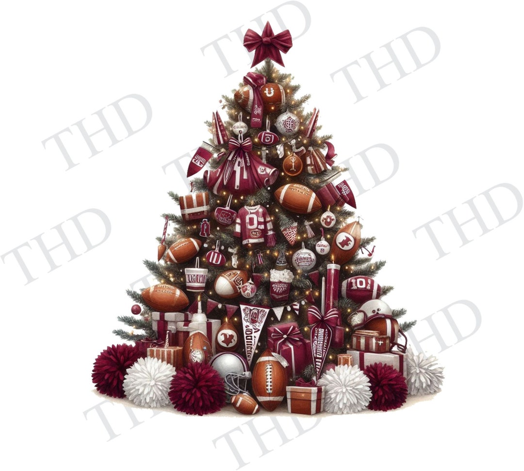 Team Maroon and White Football Christmas Tree, Football Season, Holiday ...