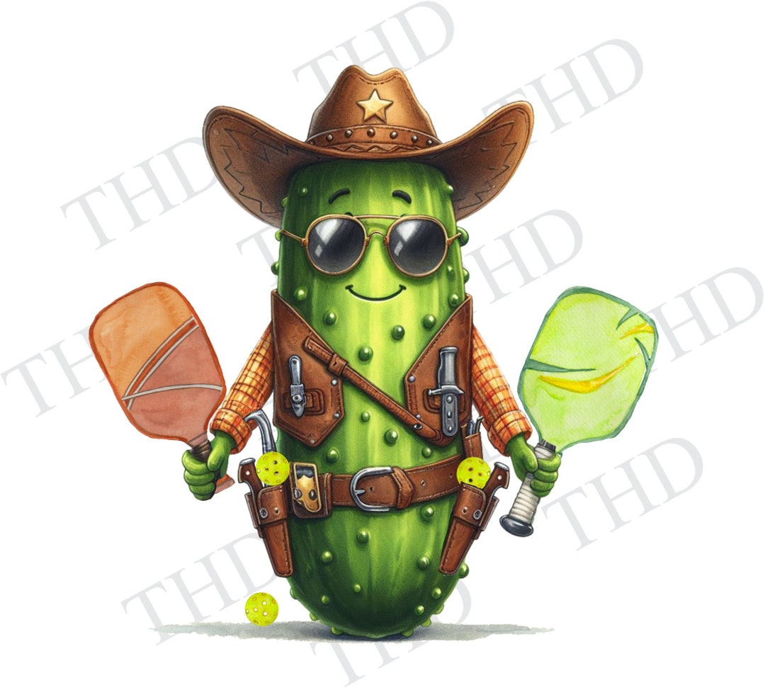 Pickleball Cowboy Clipart JPG/PNG Image - Etsy