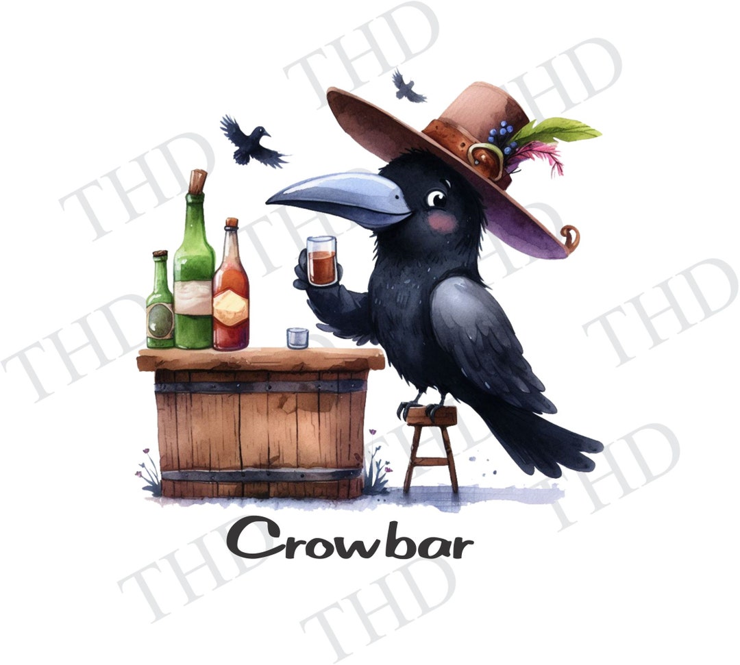 Crow Drinking at A Bar/crowbar/fall Design/png/clipart - Etsy