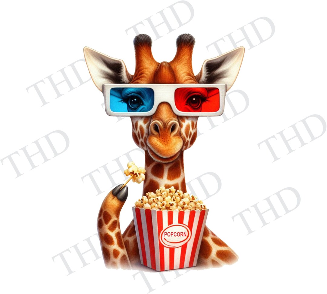 Giraffe Watching 3D Movie, Clipart JPG/ PNG Image, for Sublimation or ...