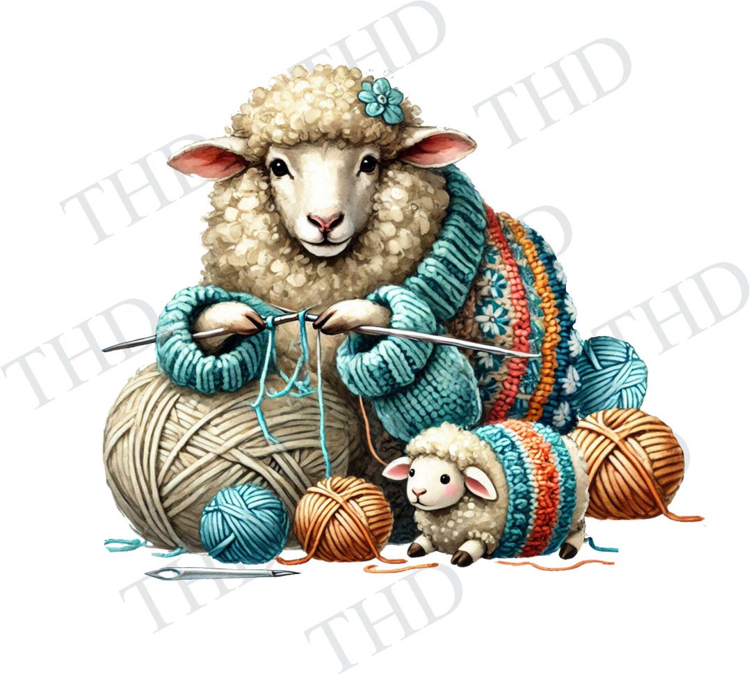 Knitting Sheep Clipart: Wool Sweater Design (digital Download) - Etsy