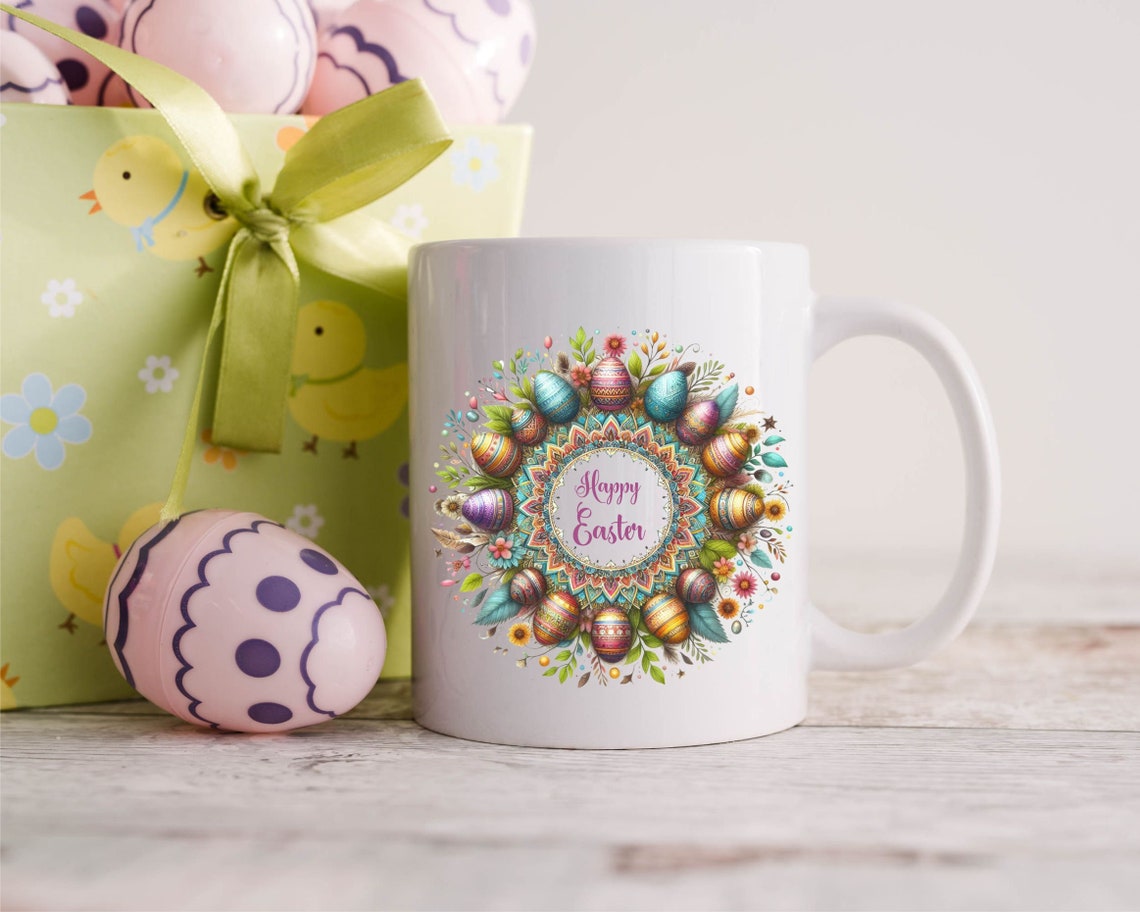Happy Easter Mandala Wreath JPG/PNG Clipart, Downloadable Easter Image ...