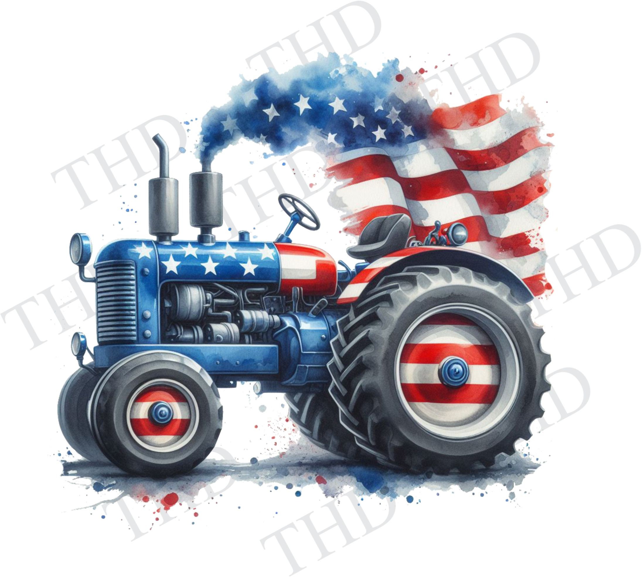 American Flag Tractor Clipart: Patriotic Farm Image (PNG/JPG Digital ...