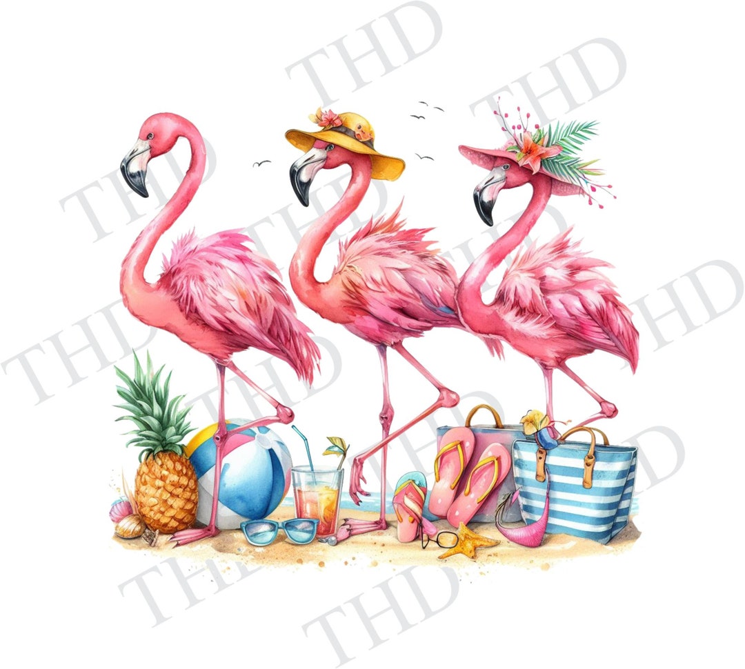 Beach Flamingo Friends Png/clipart - Etsy