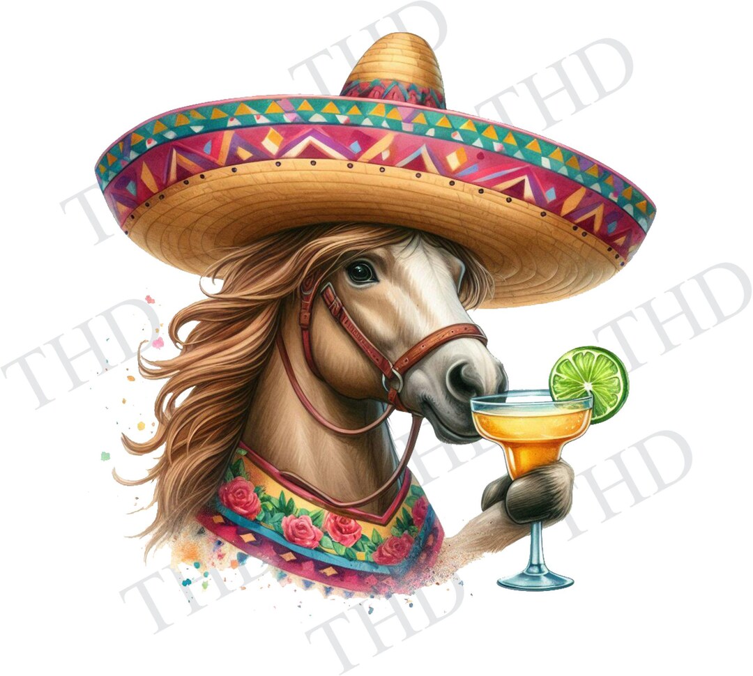 Cinco De Mayo Horse Clipart: Derby Sombrero, Margarita (PNG/JPG Digital ...
