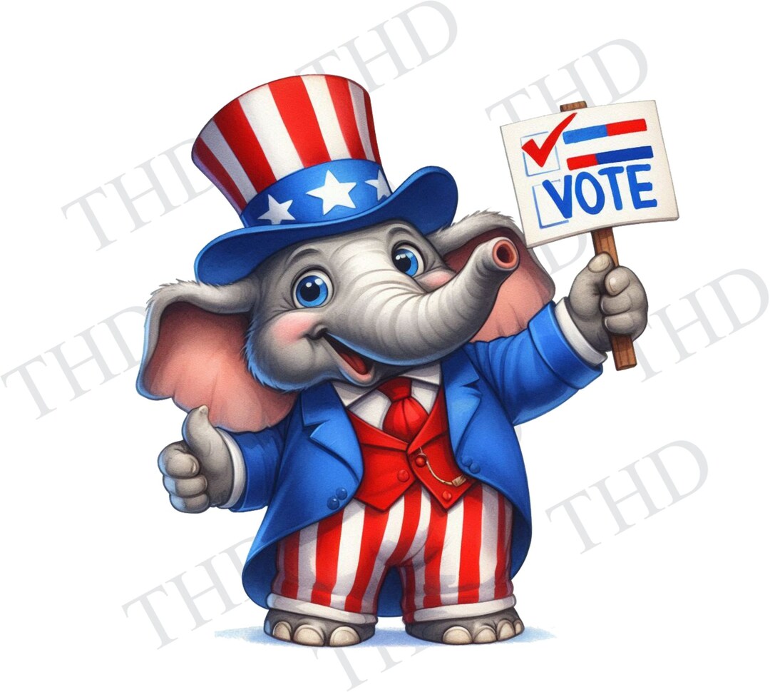 Funny Patriotic Elephant Character, Republican Elephant, Vote JPG / PNG ...