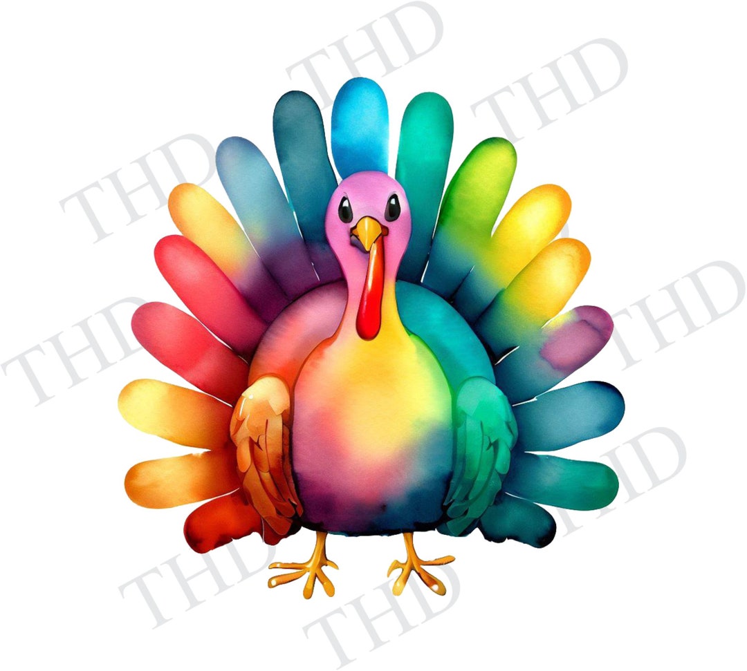 Rainbow Color Turkey/colorful Turkey/fall/thanksgiving PNG, Clipart for ...