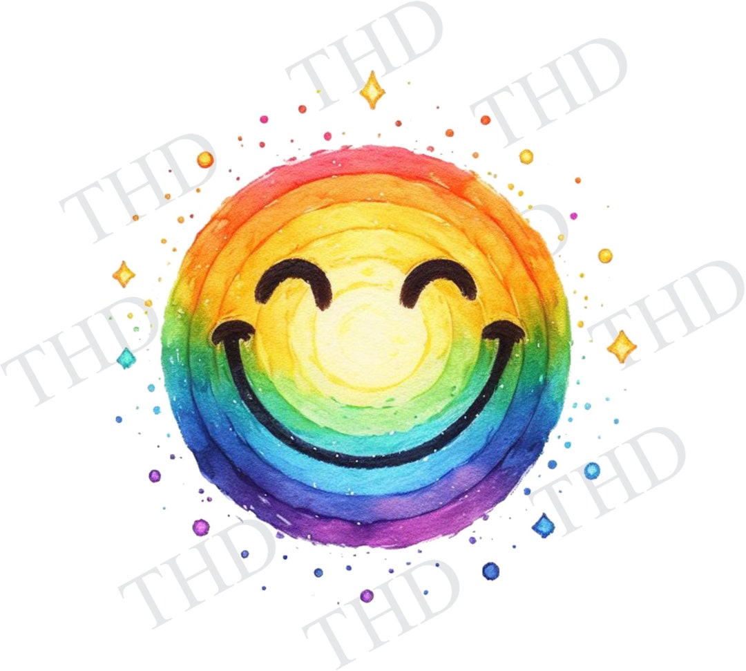 Rainbow Color Smiley Face JPG/PNG, Clipart for Sublimation/heat Press ...