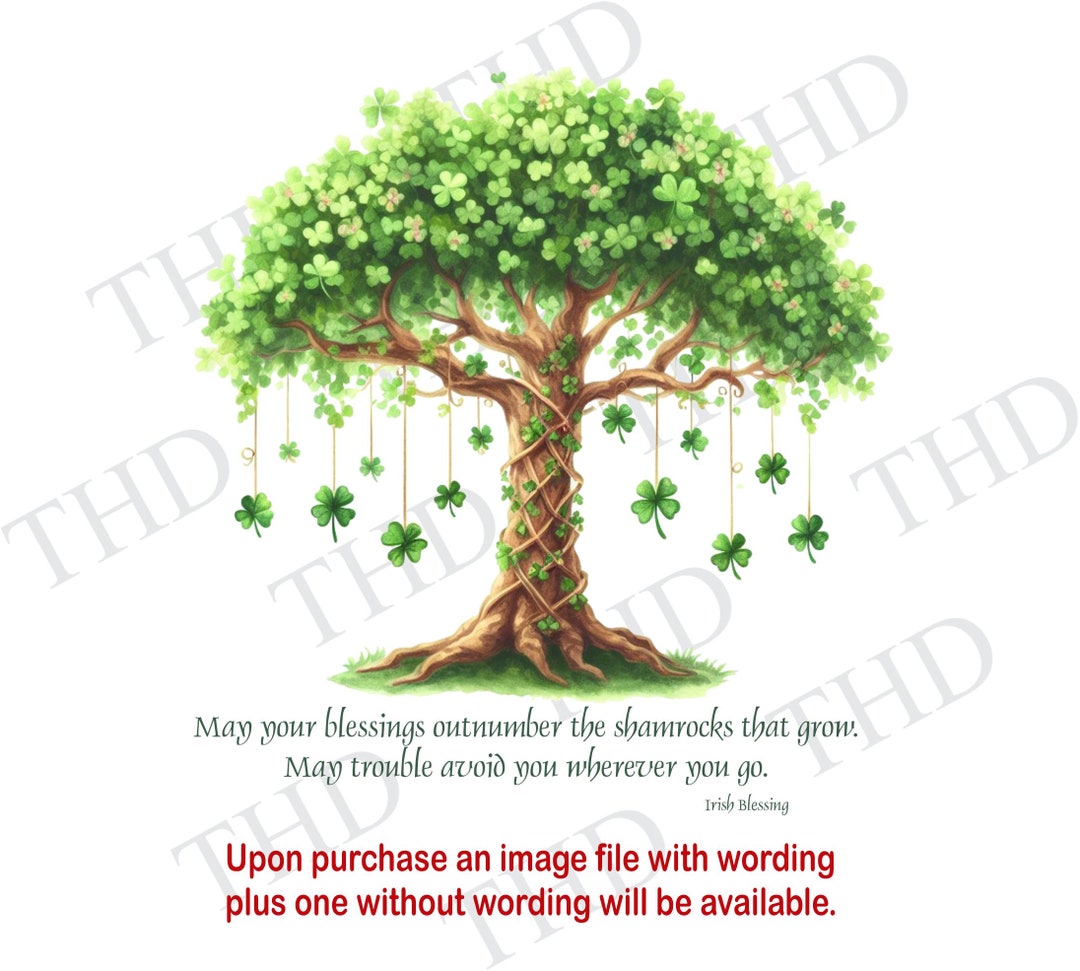 Shamrock Tree Irish Blessing/clover/st. Patrick's Day Png Image - Etsy