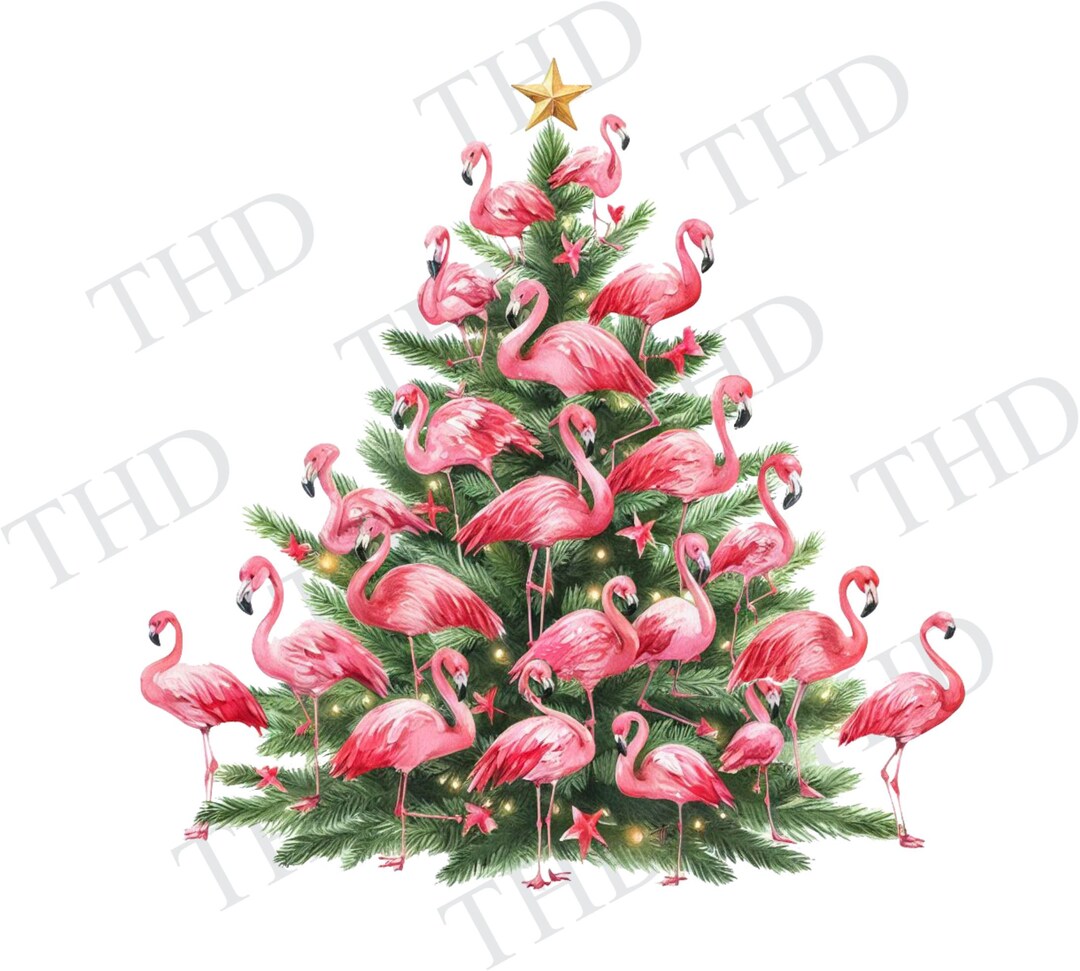 Flamingo Christmas Tree/ Tropical/ Happy Holidays PNG, Clipart for ...
