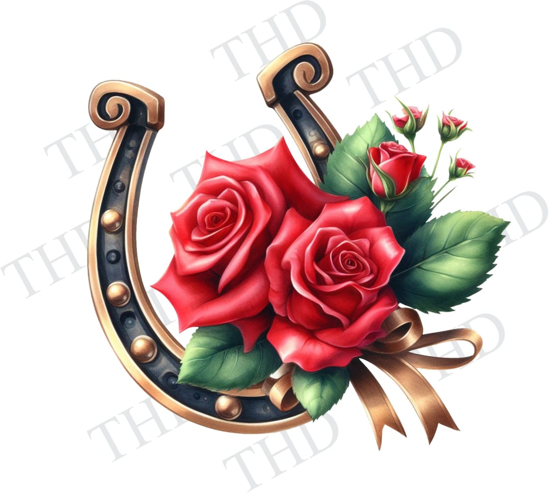 Derby Roses Horseshoe Clipart: JPG/PNG Digital Download - Etsy