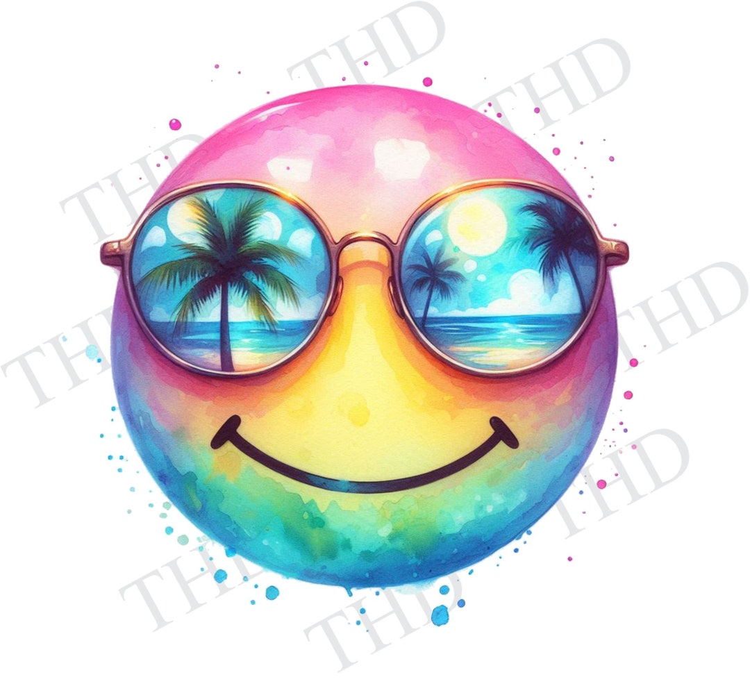 Summertime Beach Smiley Face JPG/PNG, Clipart for Sublimation/heat ...