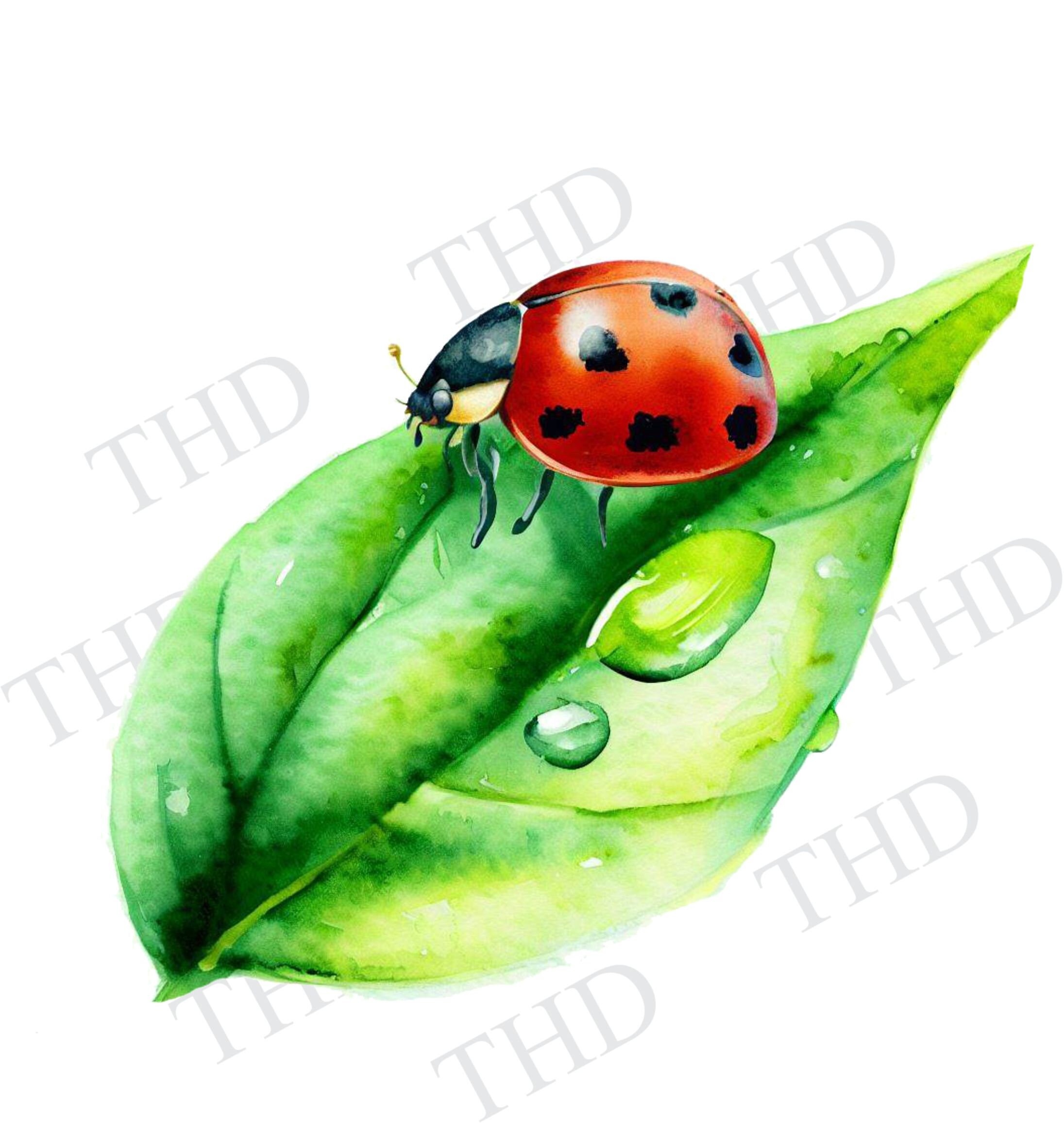 Ladybug On A Leaf Clip Art