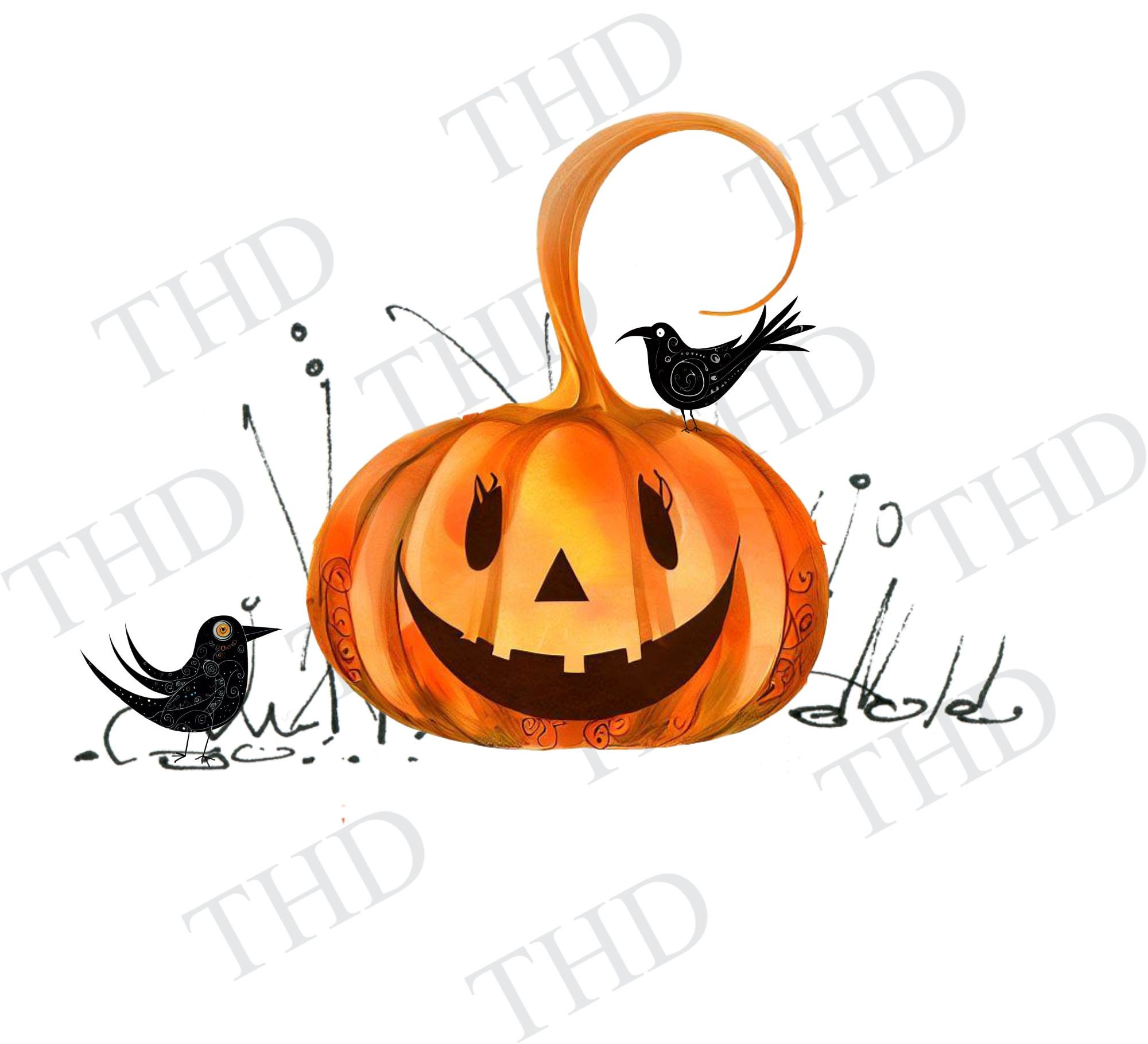 Whimsical Halloween Pumpkin Clipart / PNG Image - Etsy