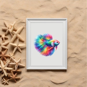 Rainbow Siamese Fighting Fish/ Tropical Fish Jpg/png Clipart Graphic - Etsy