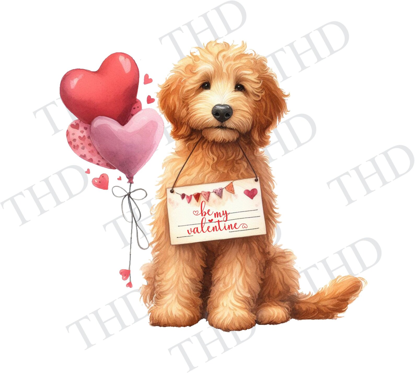 Valentine Goldendoodle PNG, Clipart for Sublimation/heat Press/graphic ...