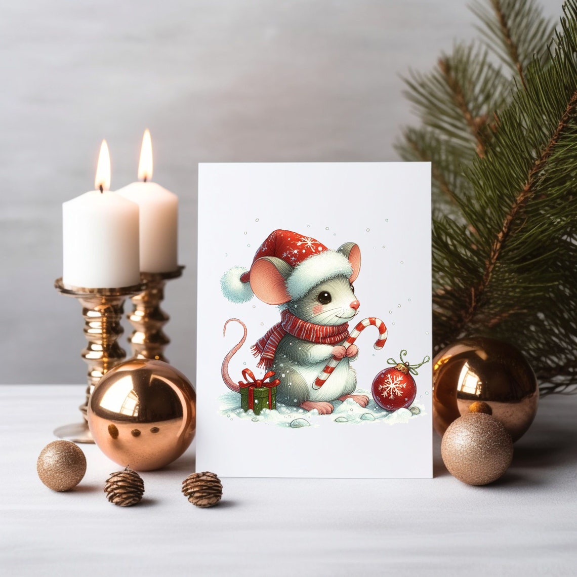 Christmas Mouse Downloadable Image, Holidays, Christmas PNG, Clipart ...