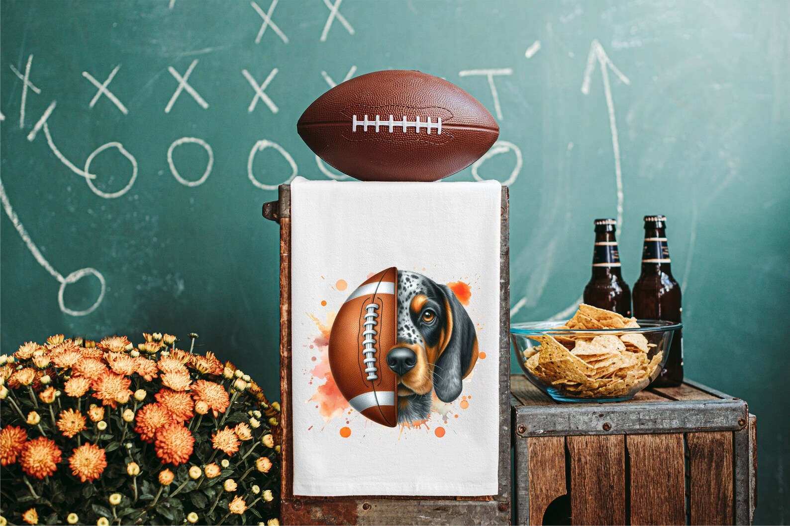 Football Blue Tick Hound Image: Tailgate Decor (digital Download) - Etsy