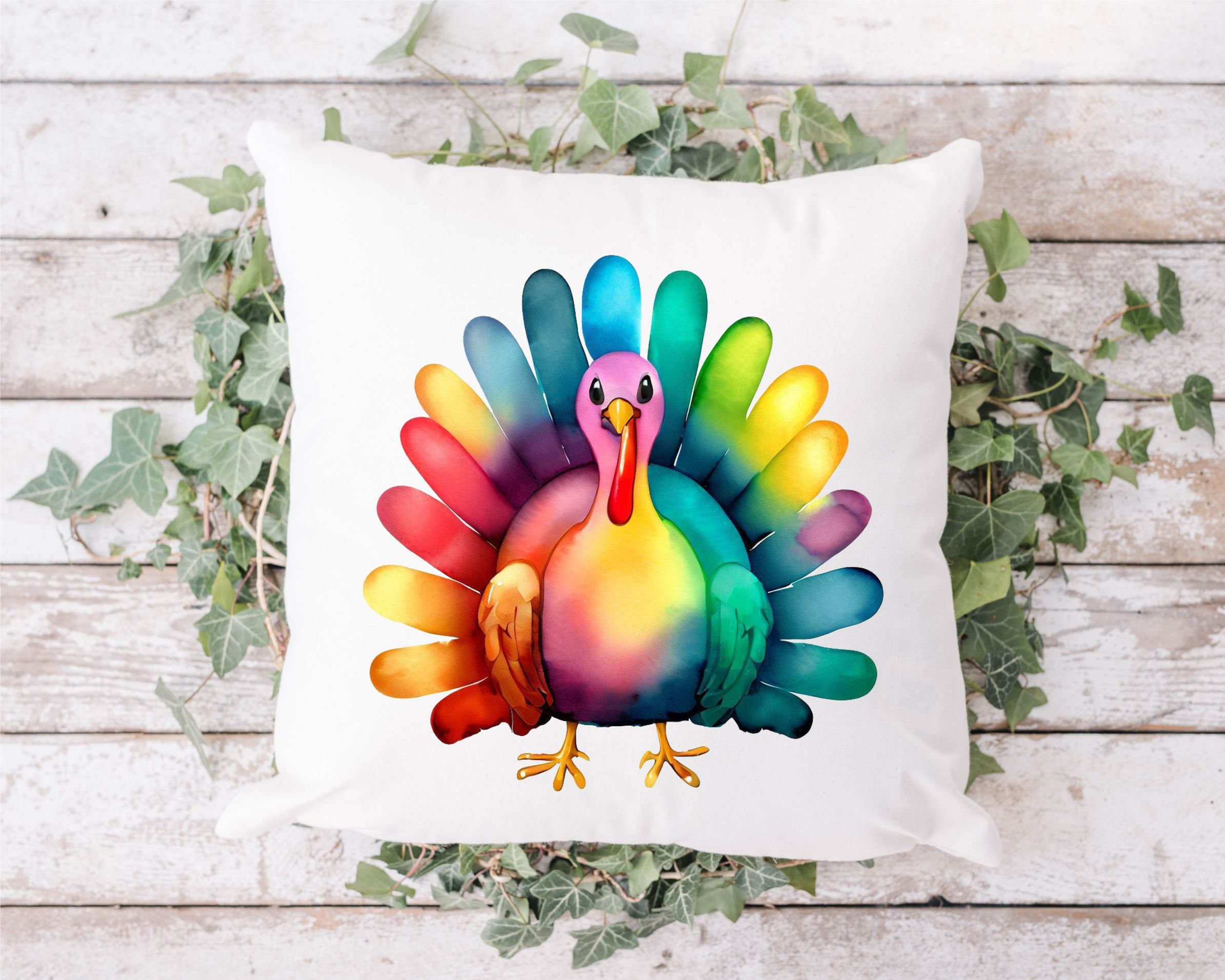 Rainbow Color Turkey/colorful Turkey/fall/thanksgiving PNG, Clipart for ...