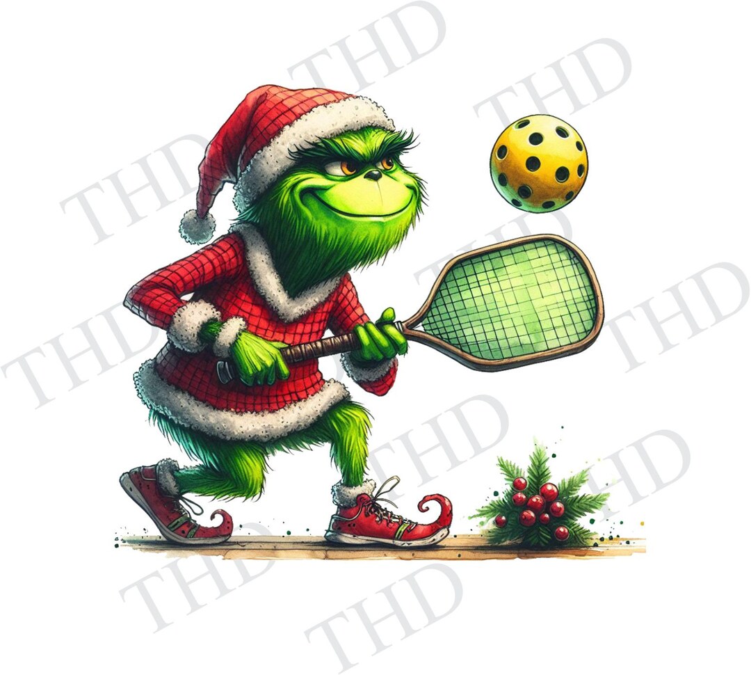 Pickle Ball Grinch/ Happy Holidays PNG Clipart for - Etsy