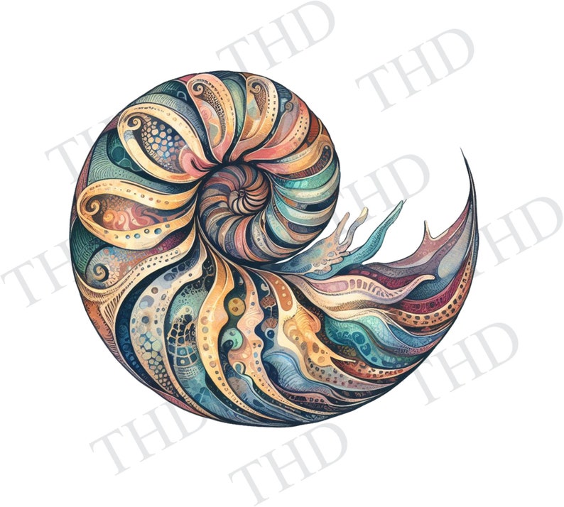 Nautilus Shell Tan and Green Png/clipart - Etsy