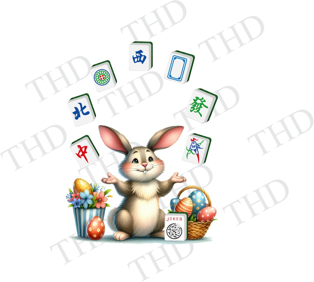Funny Mah Jongg Easter Bunny Clipart: Sublimation/heat Press Design ...