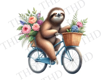 Adorable Sloth on Bicycle PNG Clipart Charming Hand-drawn Sloth ...